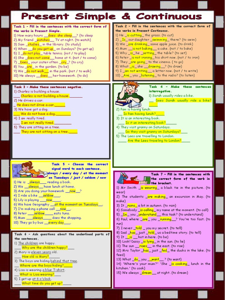 Present Simple & Present Continuous Worksheet | PDF