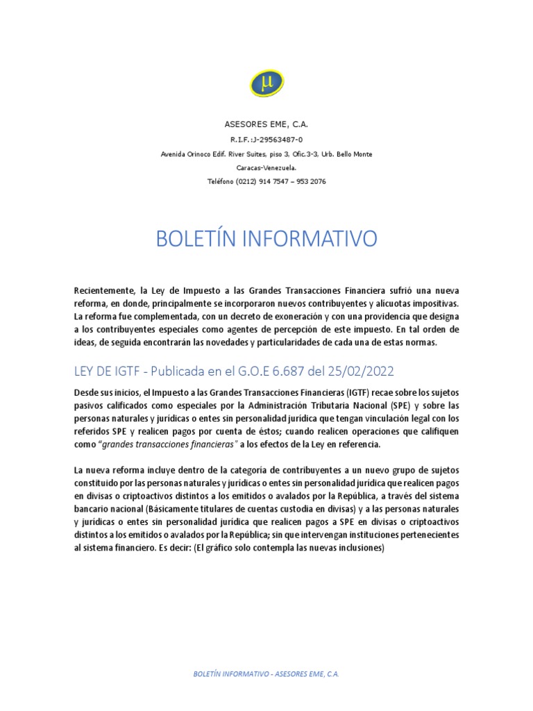 Reforma del IGTF: Novedades y Exoneraciones | PDF | Impuestos | Factura