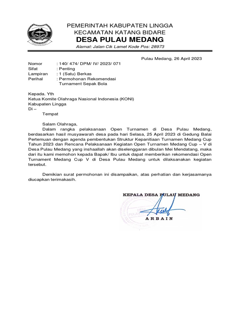 Surat Permohonan Rekom Koni | PDF