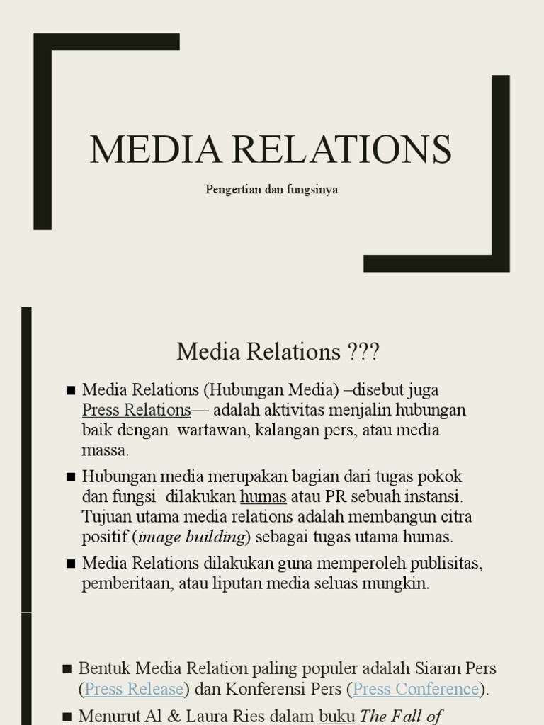Media Relations PPT 1 (Autosaved) | PDF | Ilmu Sosial