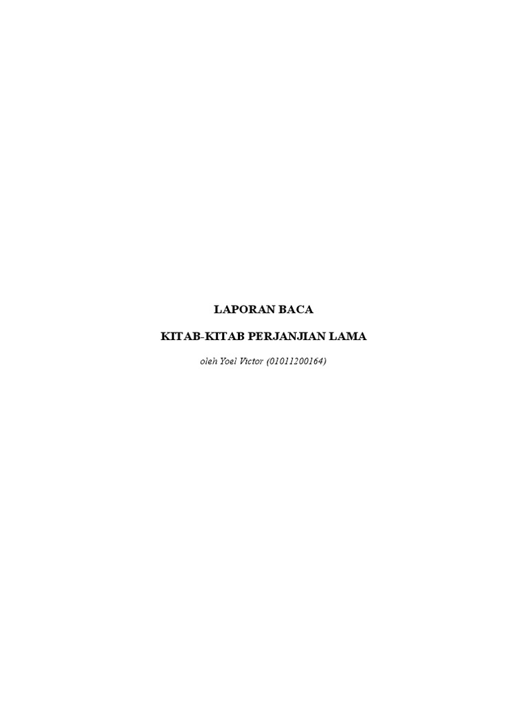 Laporan Baca Kitab-Kitab Perjanjian Lama | PDF | Agama & Spiritualitas
