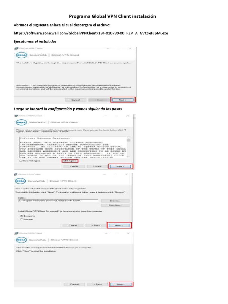 Programa Global VPN Client Instalación | PDF