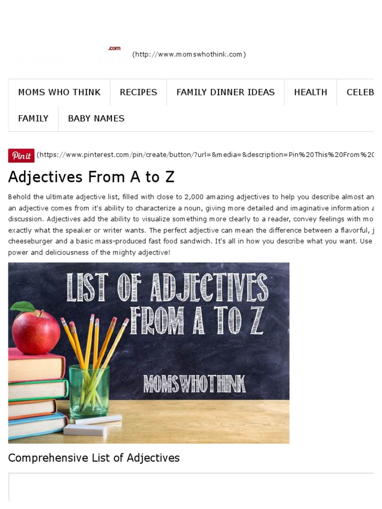 Adjectives A To Z | PDF | Linguistic Typology | Semantic Units