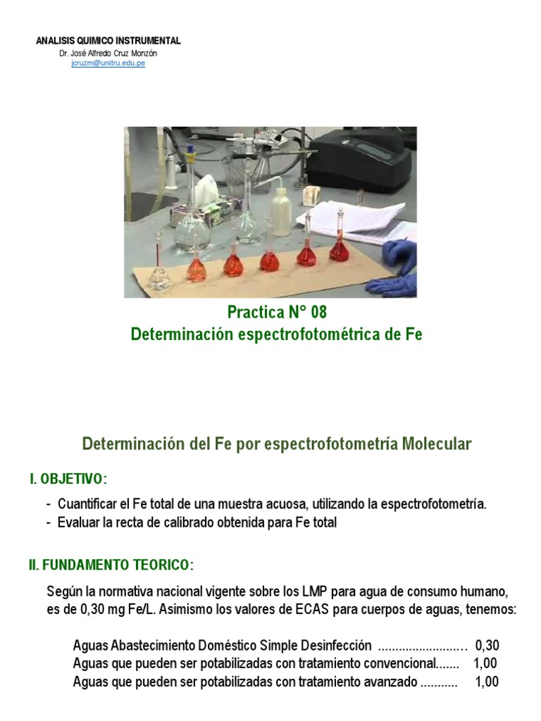 Practica Lab 8 Determinacion De Fe Por Espectrofotometría Pdf
