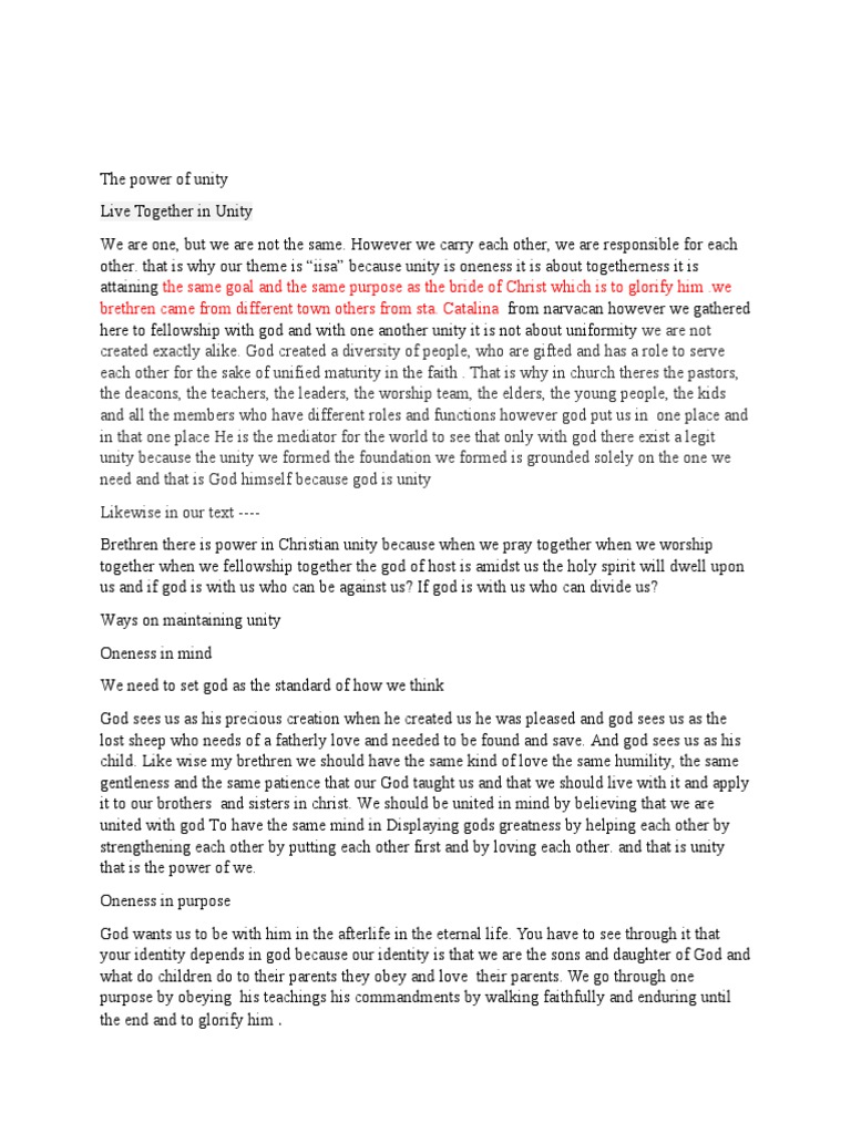 The Power of Unity | PDF | God | Love