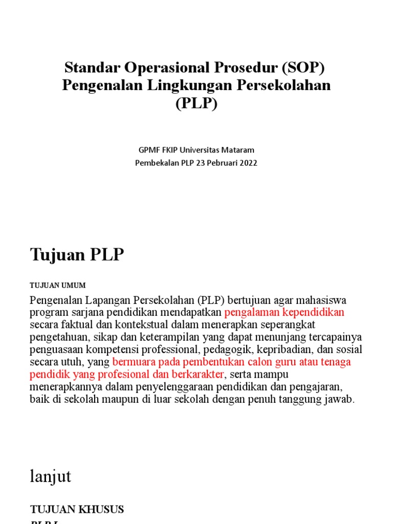Sop PLP | PDF | Ilmu Sosial
