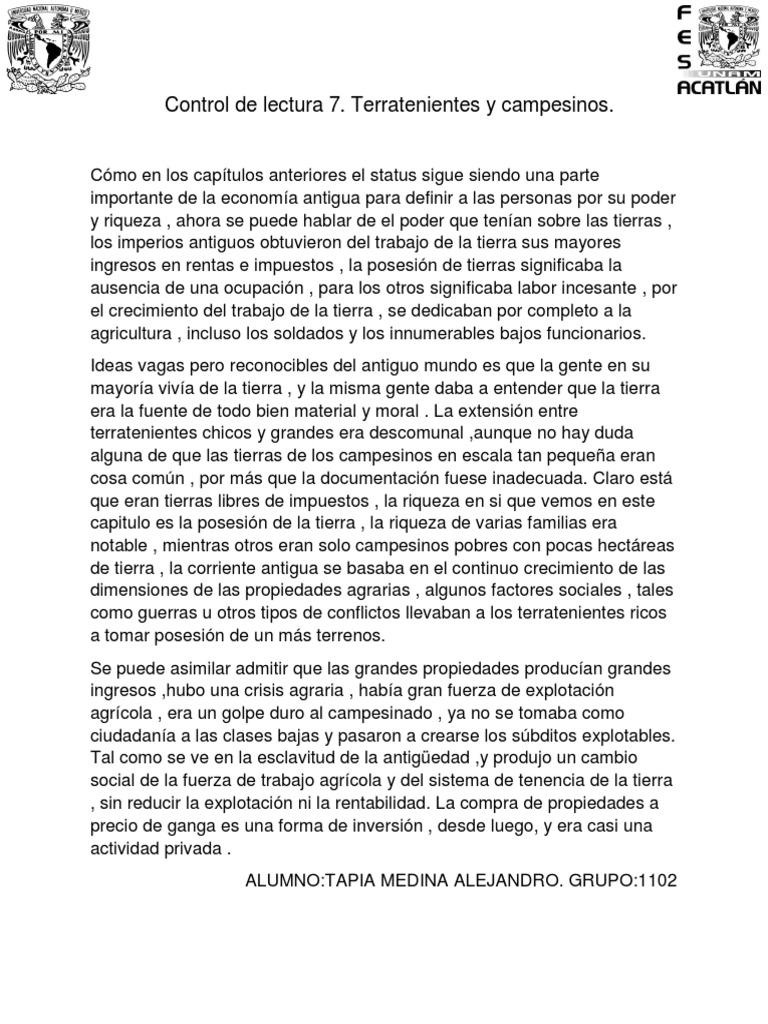 Control de Lectura 7 | PDF