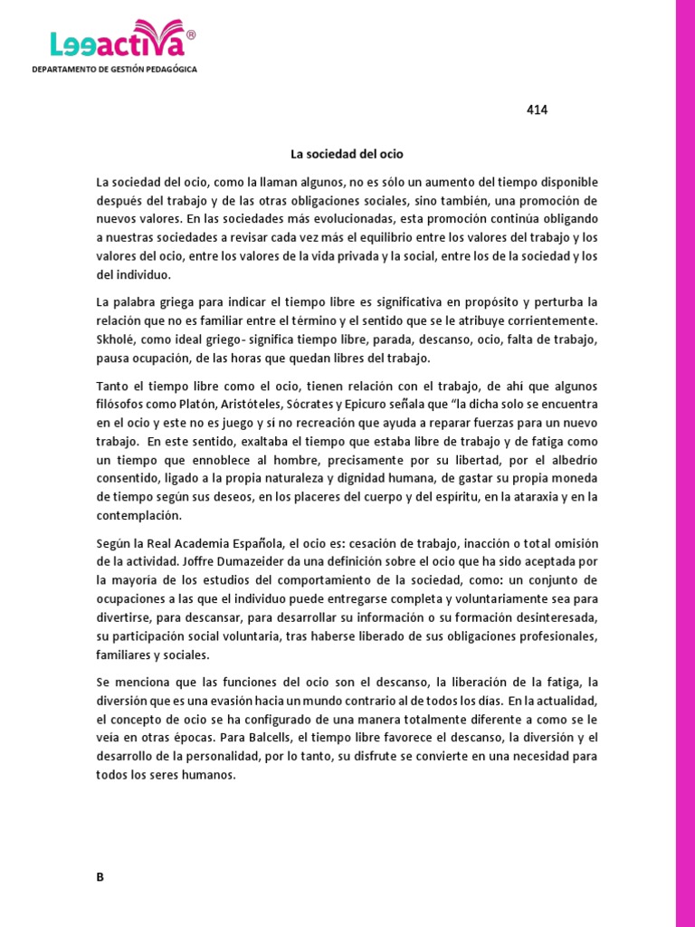 Ocio Pdf Ocio Recreación
