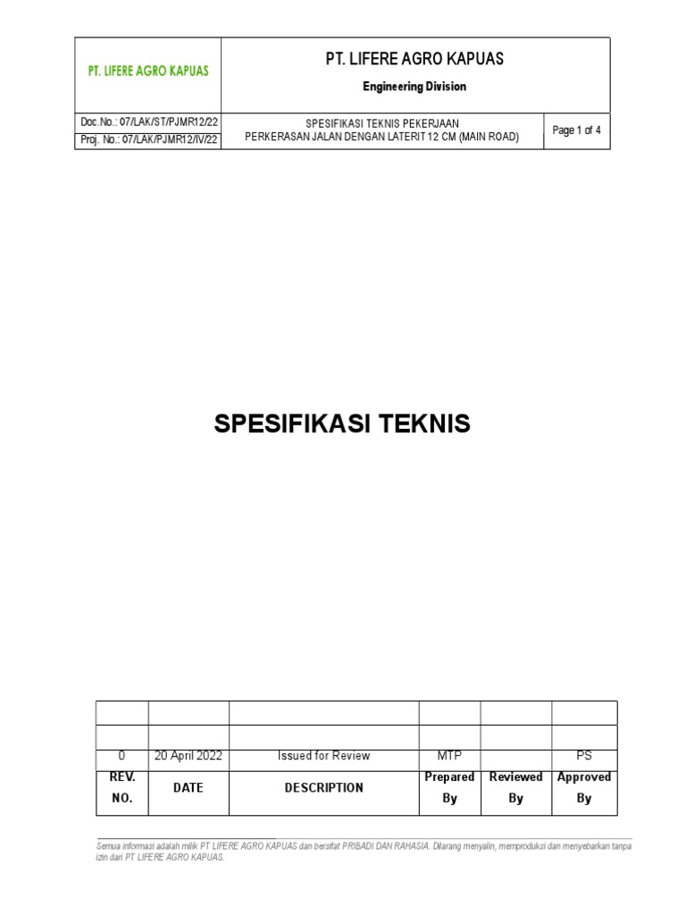 Spesifikasi Perkerasan Jalan Laterit 12 cm | PDF | Komputer | Teknologi ...
