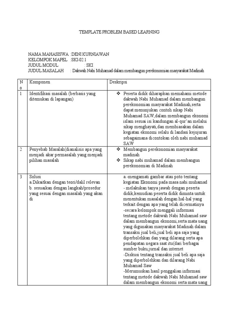 Template Problem Based Learning | PDF