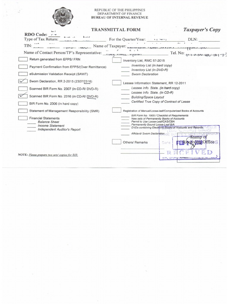 SAMPLE - ALPHALIST (Front Page) - Transmittal Form | PDF