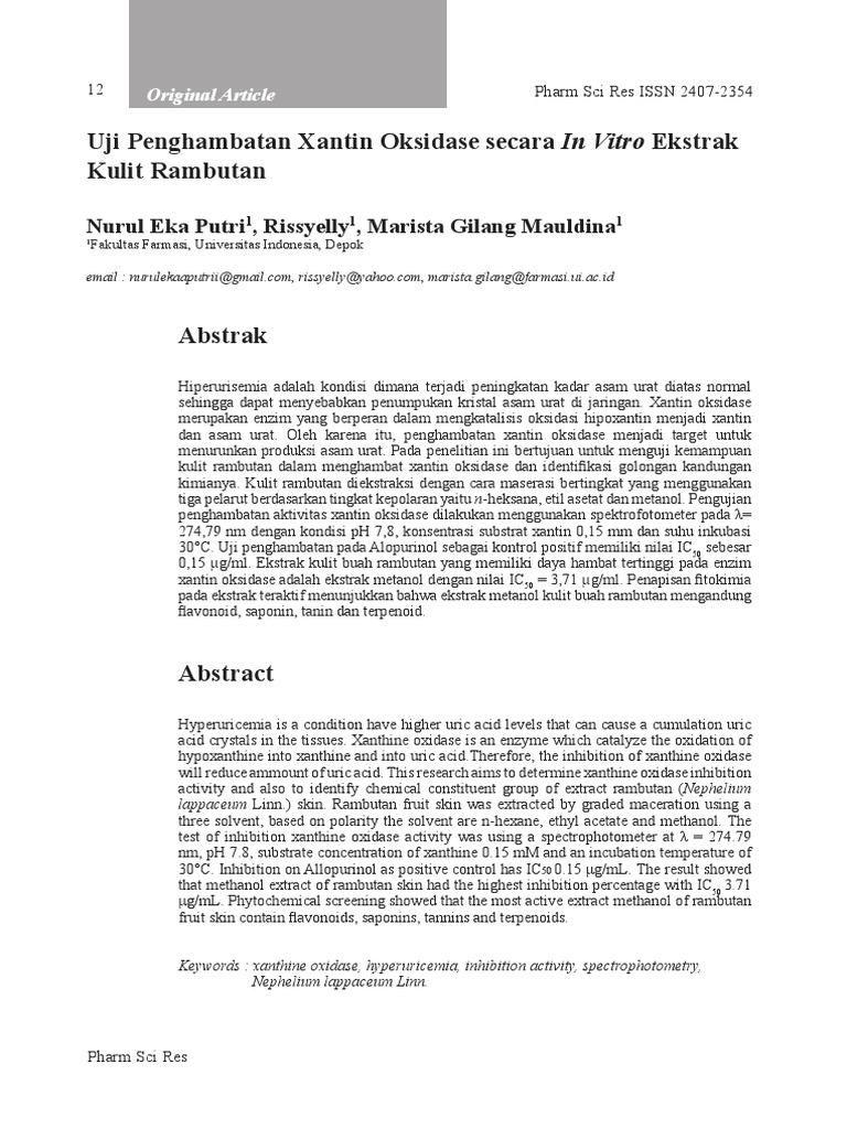 ID Uji Penghambatan Xantin Oksidase Secara | PDF