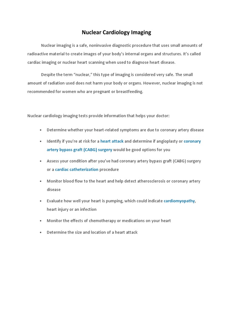 Nuclear Cardiology Imaging | PDF | Cardiology | Heart