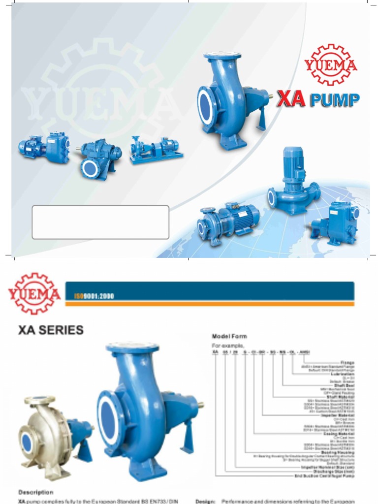 Yuema XA Pump | PDF | Hydraulics | Statistical Mechanics