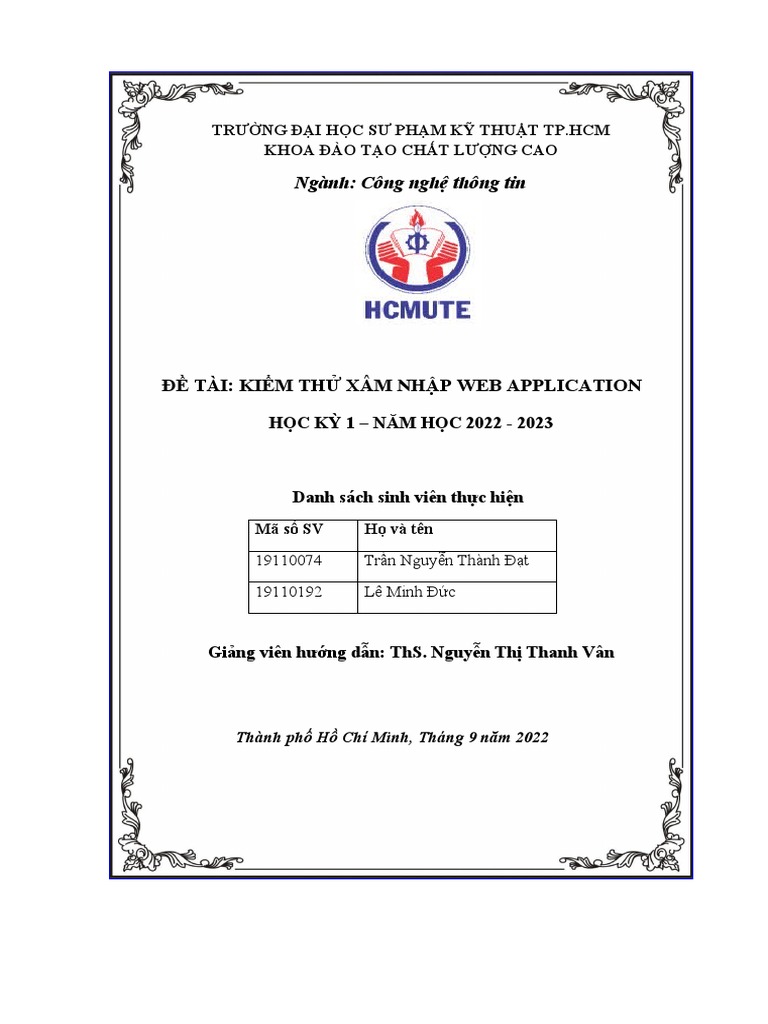 TLCN - MMT - KIỂM THỬ XÂM NHẬP WEB APPLICATION | PDF