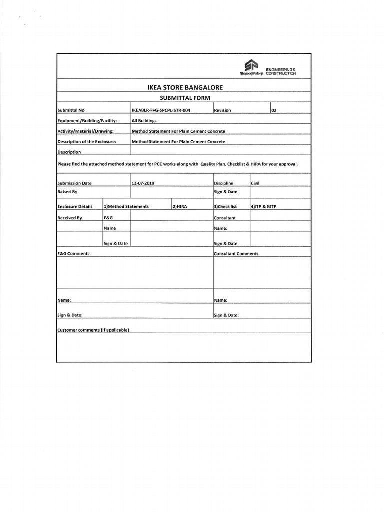 2-Method Statement For PCC | PDF