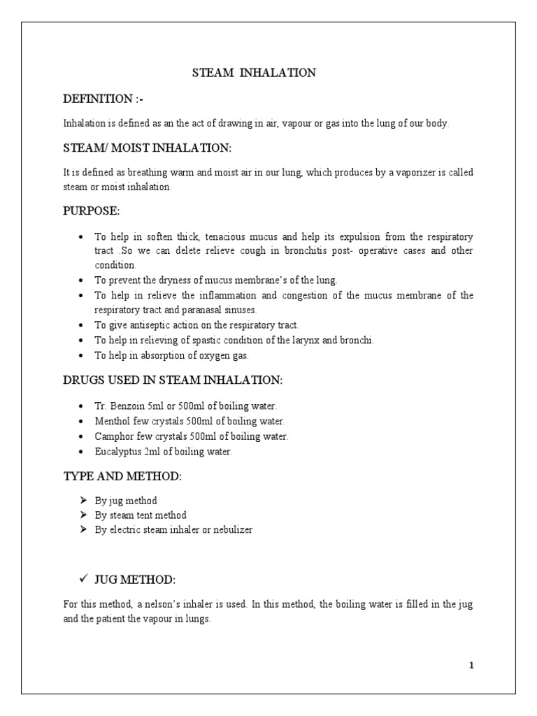 Steam Inhalation | PDF | Respiratory Tract | Water