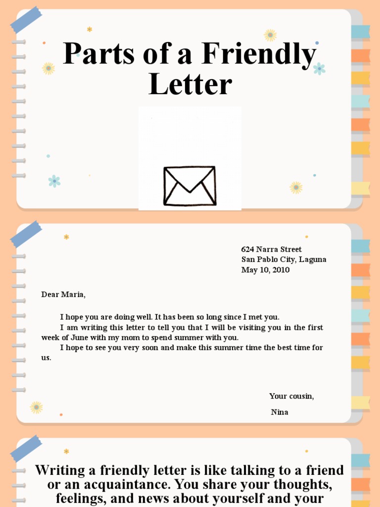 Eng 1 - Q4 - L - Parts of Friendly Letter | PDF | Text | Writing