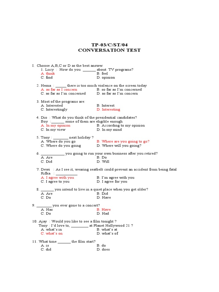 Conversation Test | PDF