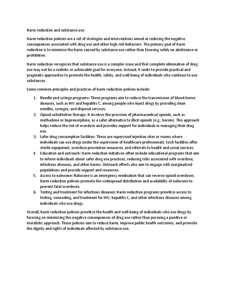 Harm Reduction and Substance Use | PDF | Public Health | Addiction ...