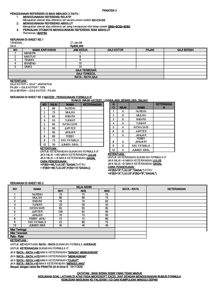 Praktek 2 Excel | PDF