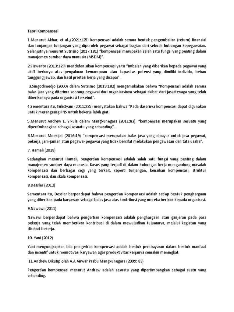 Teori Kompensasi Aisyah 2 | PDF