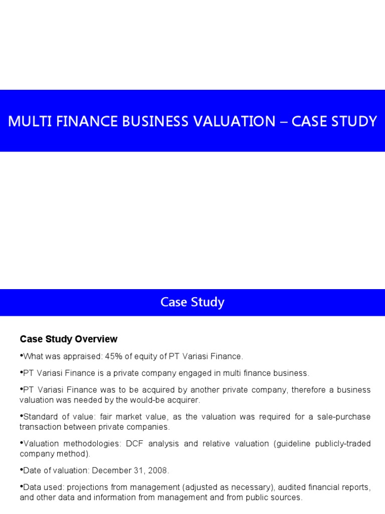 Multi Finance Business Valuation-Case Study-141128 | PDF | Valuation ...
