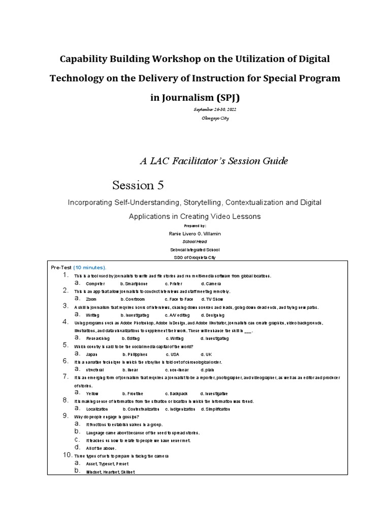 Sample Session Guide | PDF | News | Journalism