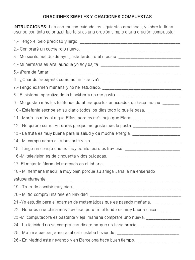 Oraciones Simples y Oraciones Compuestas | PDF