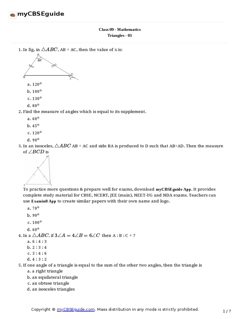 09 Maths ch7 tp1 | PDF | Triangle | Elementary Mathematics