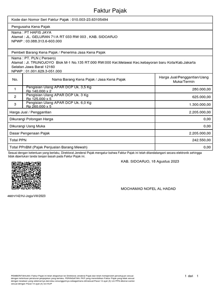Faktur Hafis G401 | PDF