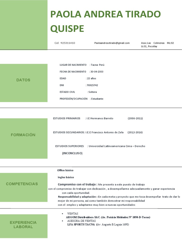 CV Paola Andrea Tirado | PDF