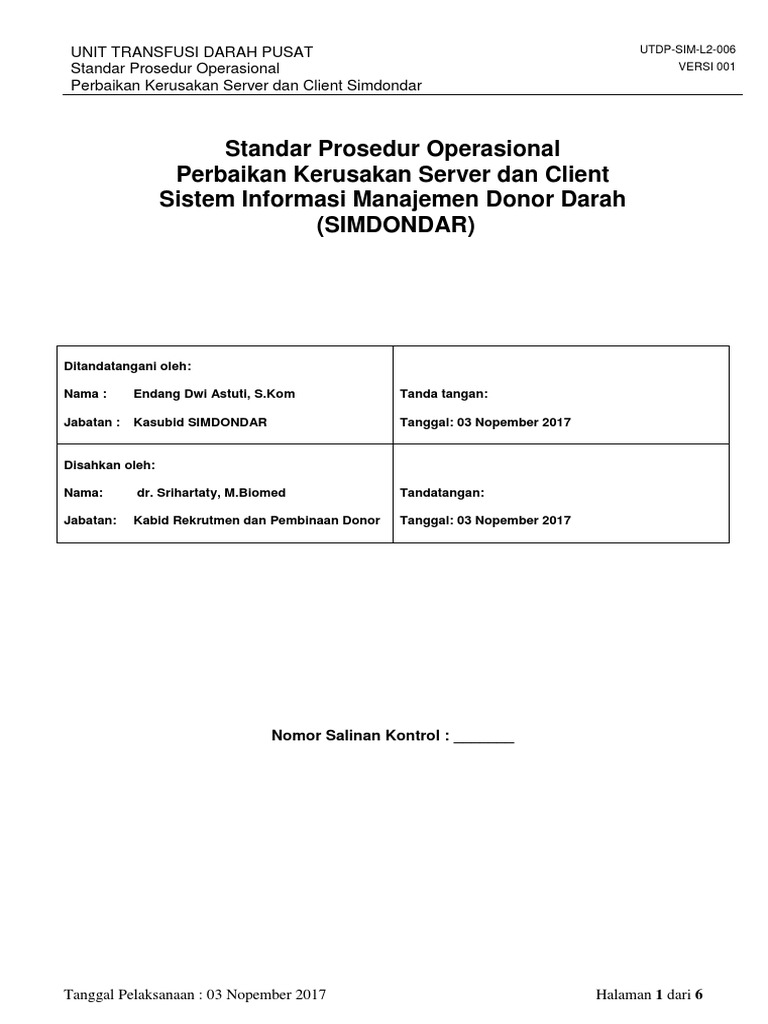 Prosedur Perbaikan Server SIMDONDAR | PDF