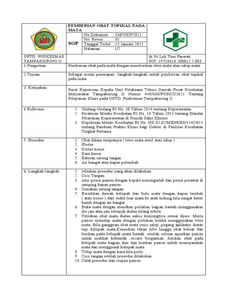 SOP Topikal Mata | PDF