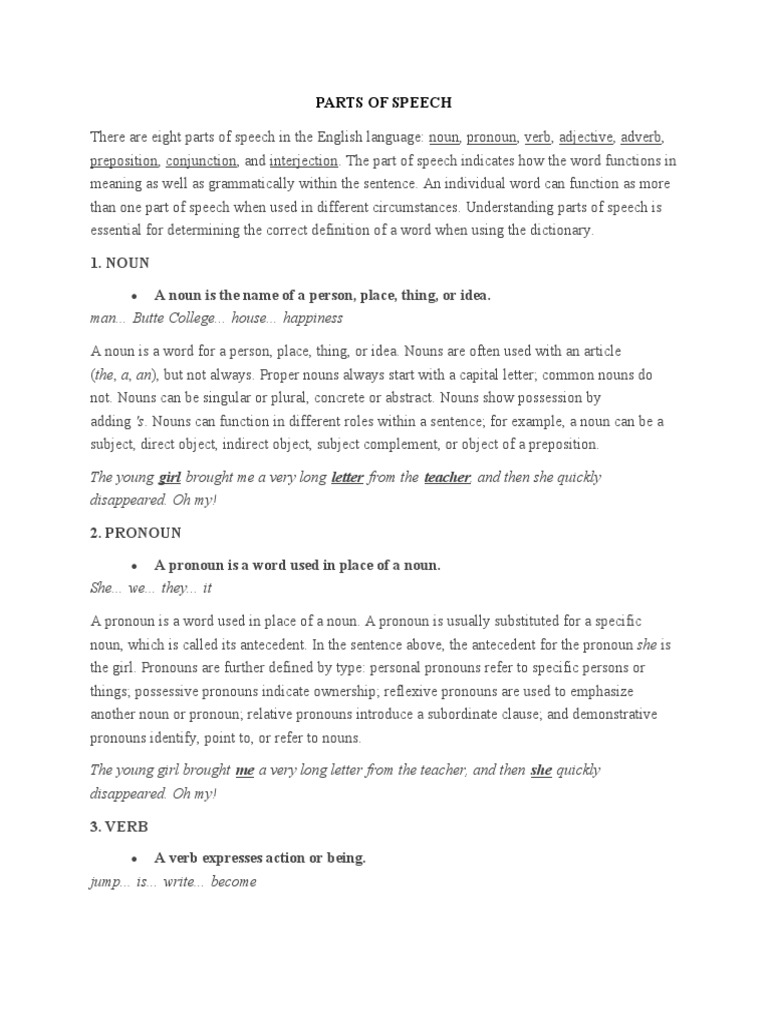 Parts of Speech | PDF | Part Of Speech | Noun