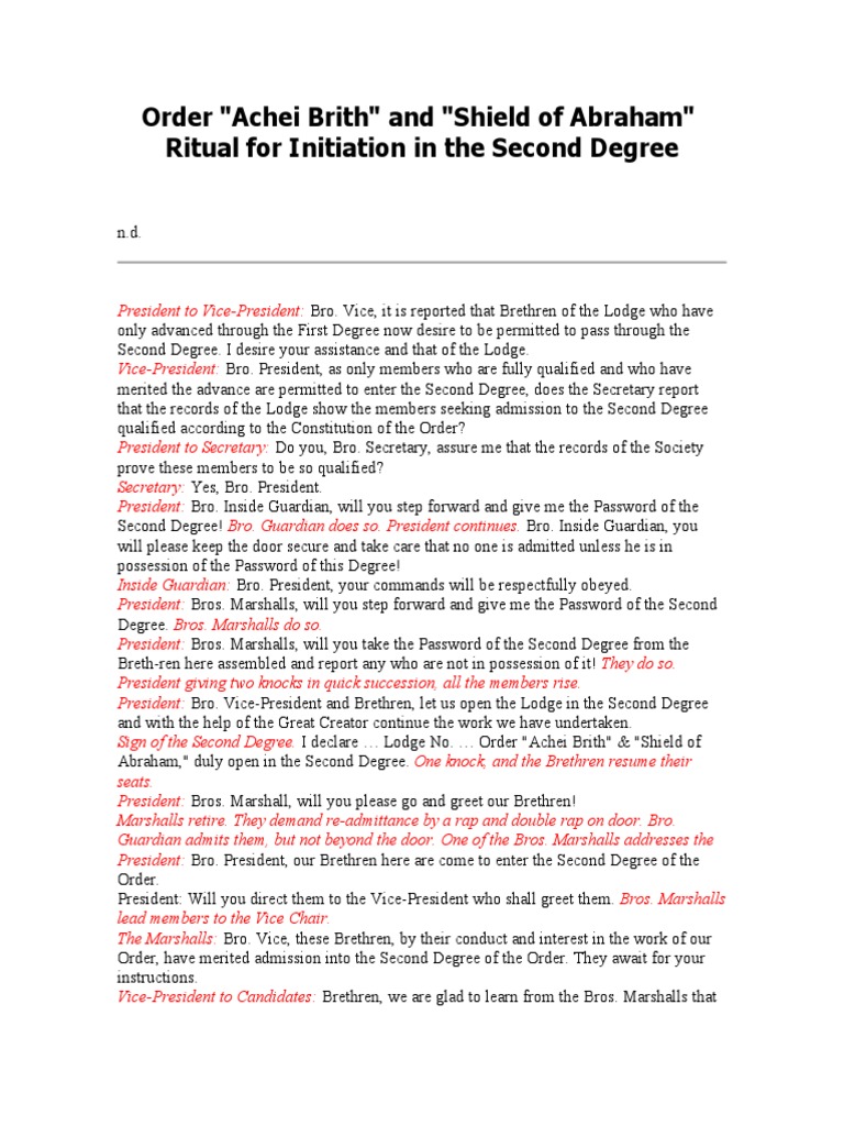 Ritual of The Second Degree | PDF | Religion & Spirituality