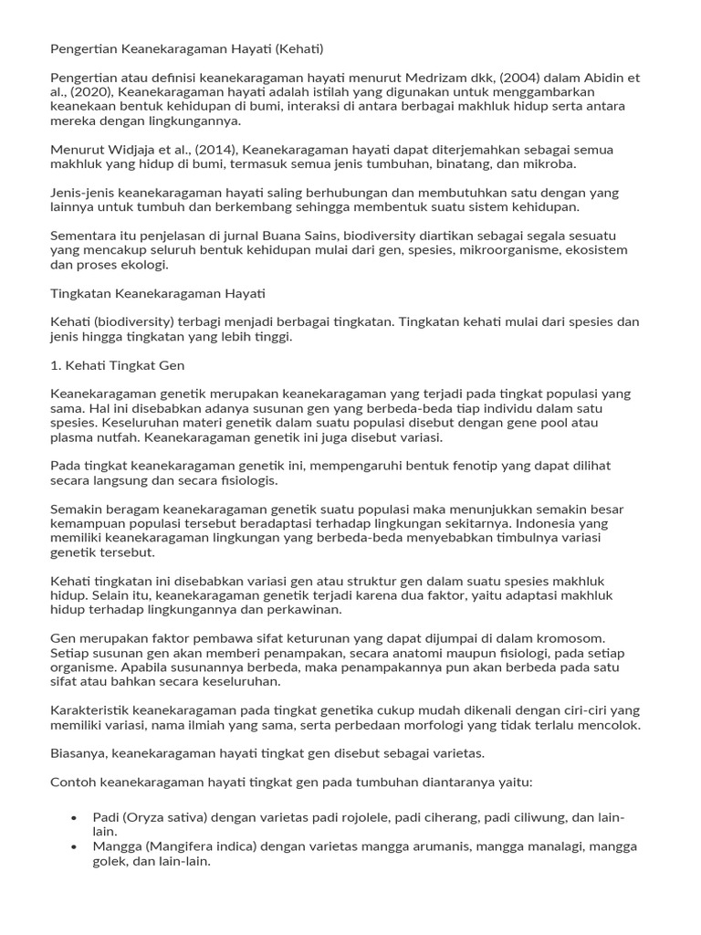 Pengertian Keanekaragaman Hayati | PDF | Sains & Matematika