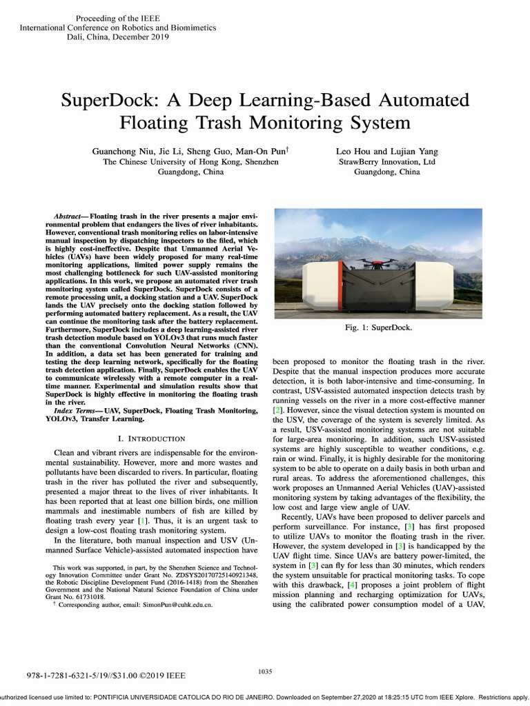 SuperDock A Deep Learning-Based Automated Floating Trash Monitoring System | PDF | Unmanned ...