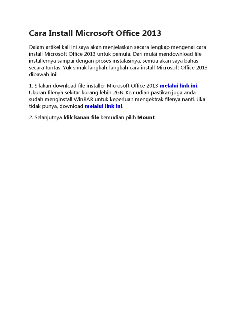 Cara Install Microsoft Office 2013 | PDF
