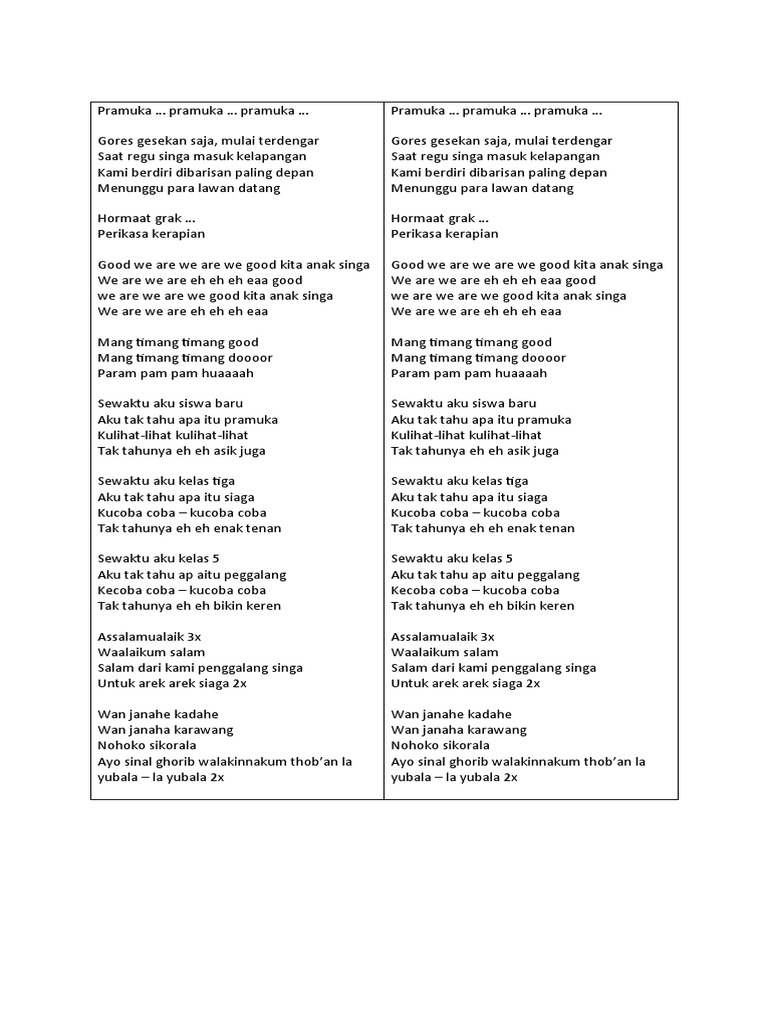 Yel Yel Pramuka | PDF