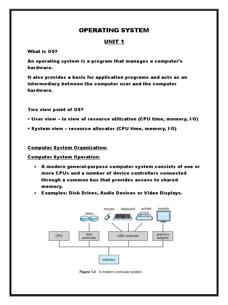 OS Unit 1 | PDF | Random Access Memory | Computer Data Storage