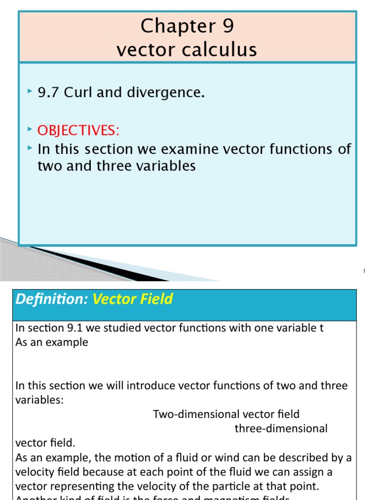 Vector Calculus: 9.7 Curl and Divergence | PDF | Teaching Methods & Materials | Science ...
