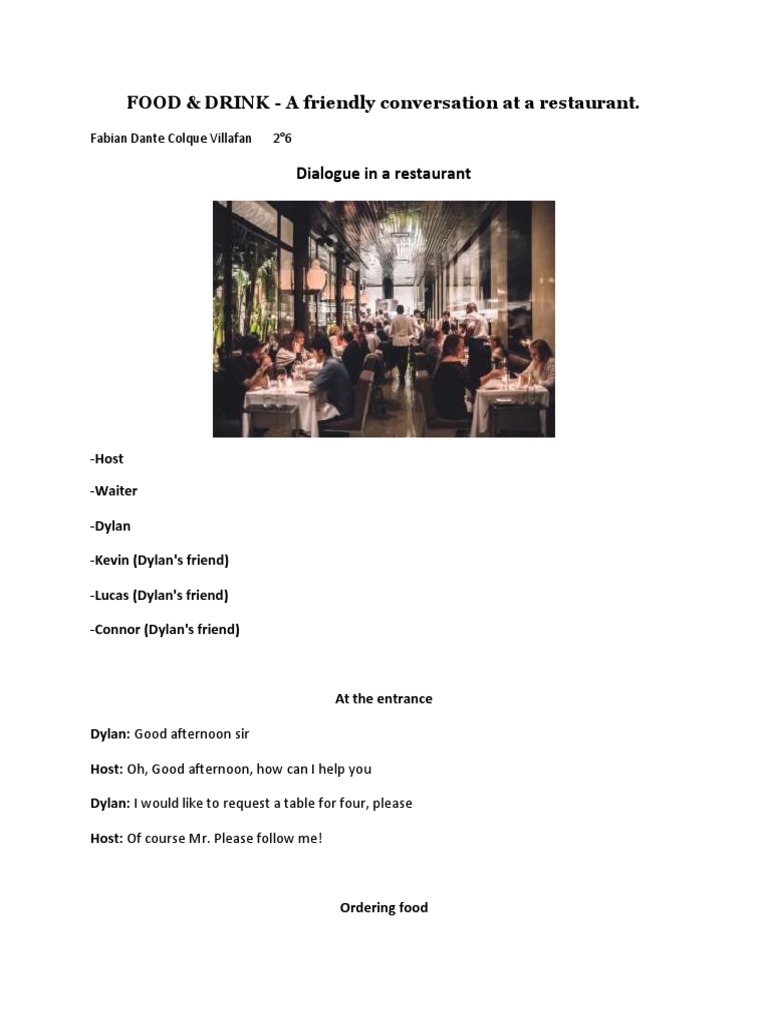 dialogo en un restaurante | PDF | Waiting Staff | Menu