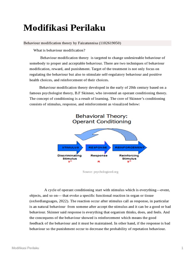 Faizatunnisa - 1102619050 - Behaviour Modification 1st Task | PDF | Reinforcement | Behavior ...
