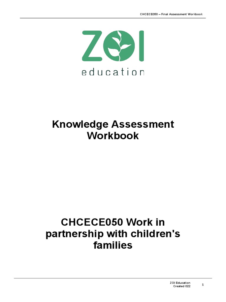 CHCECE050 - Knowledge Assessment Workbook | PDF | Parenting | Family