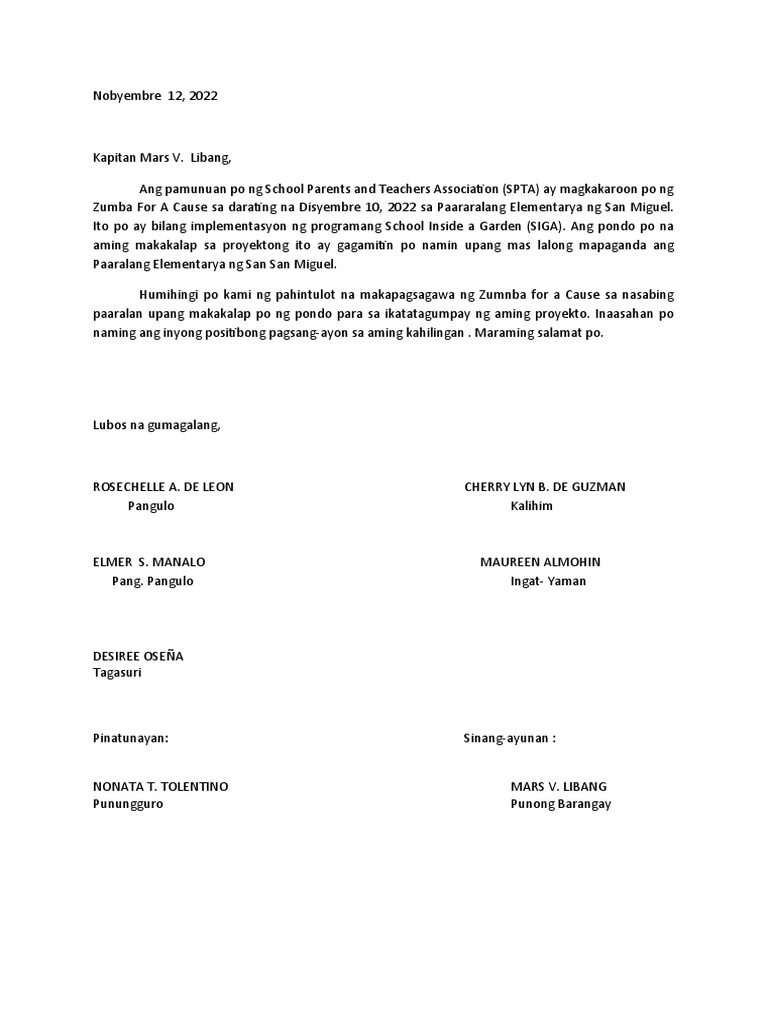 Letter For Zumba | PDF