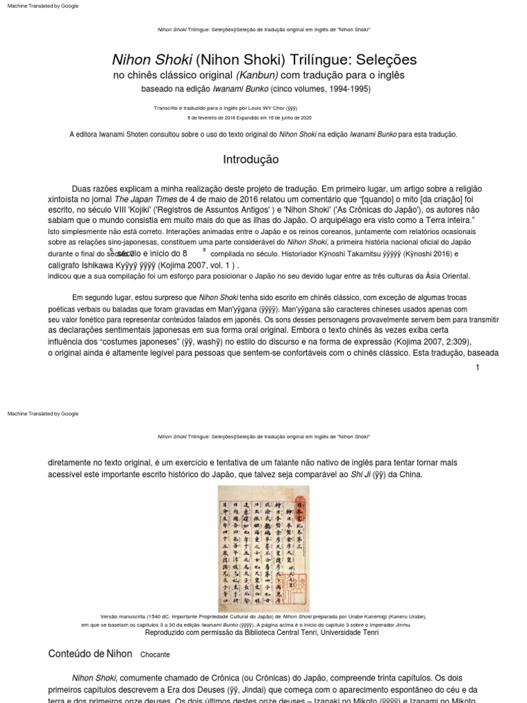 Tradução do Nihon Shoki: Contexto e Significado | PDF | Japão ...