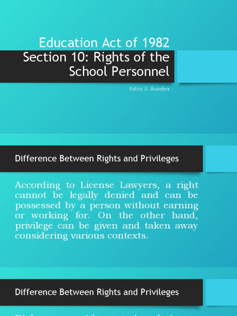 4 Education Act of 1982 Section 10 | PDF | Rights | Freedom Of Speech