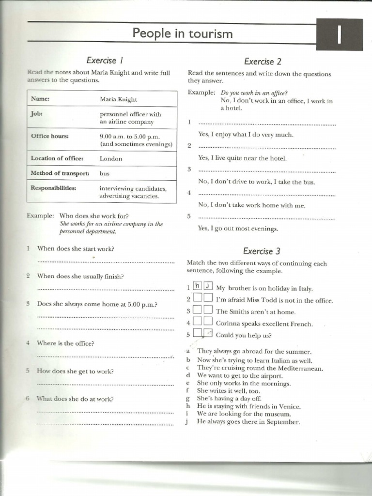 English For Tourism Workbook (1) - 2-10 | PDF