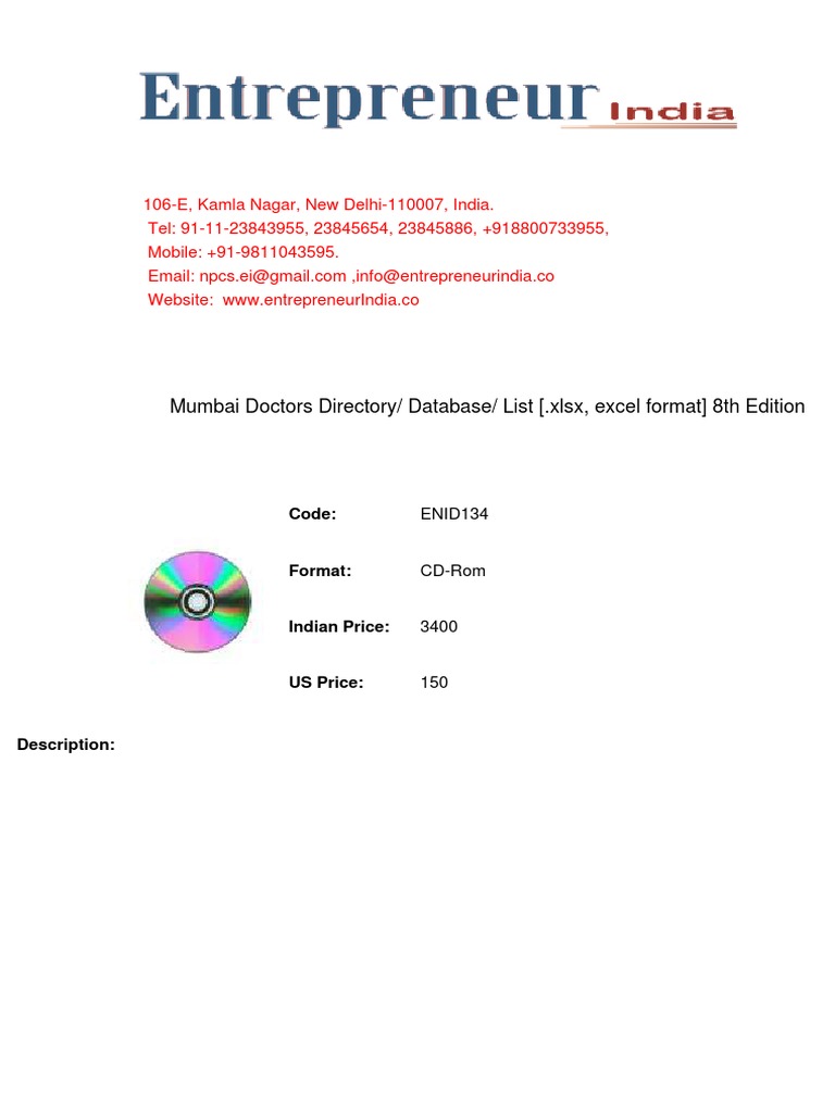 Mumbai Doctors Directory - Database - List (.XLSX Excel Format) 8th Edition | PDF | Databases ...
